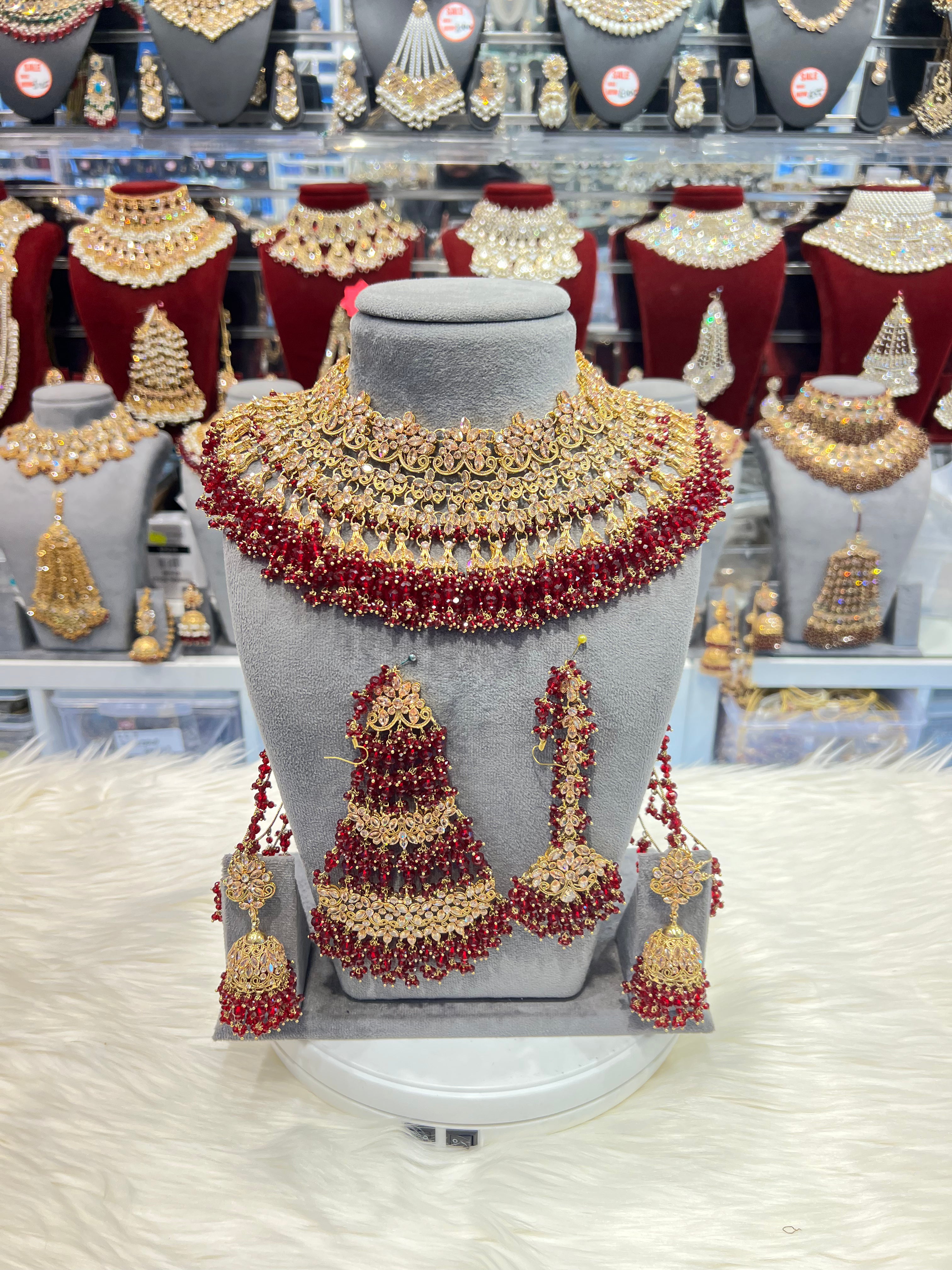 NABILA - Maroon Crystal – Kundan Jewellery