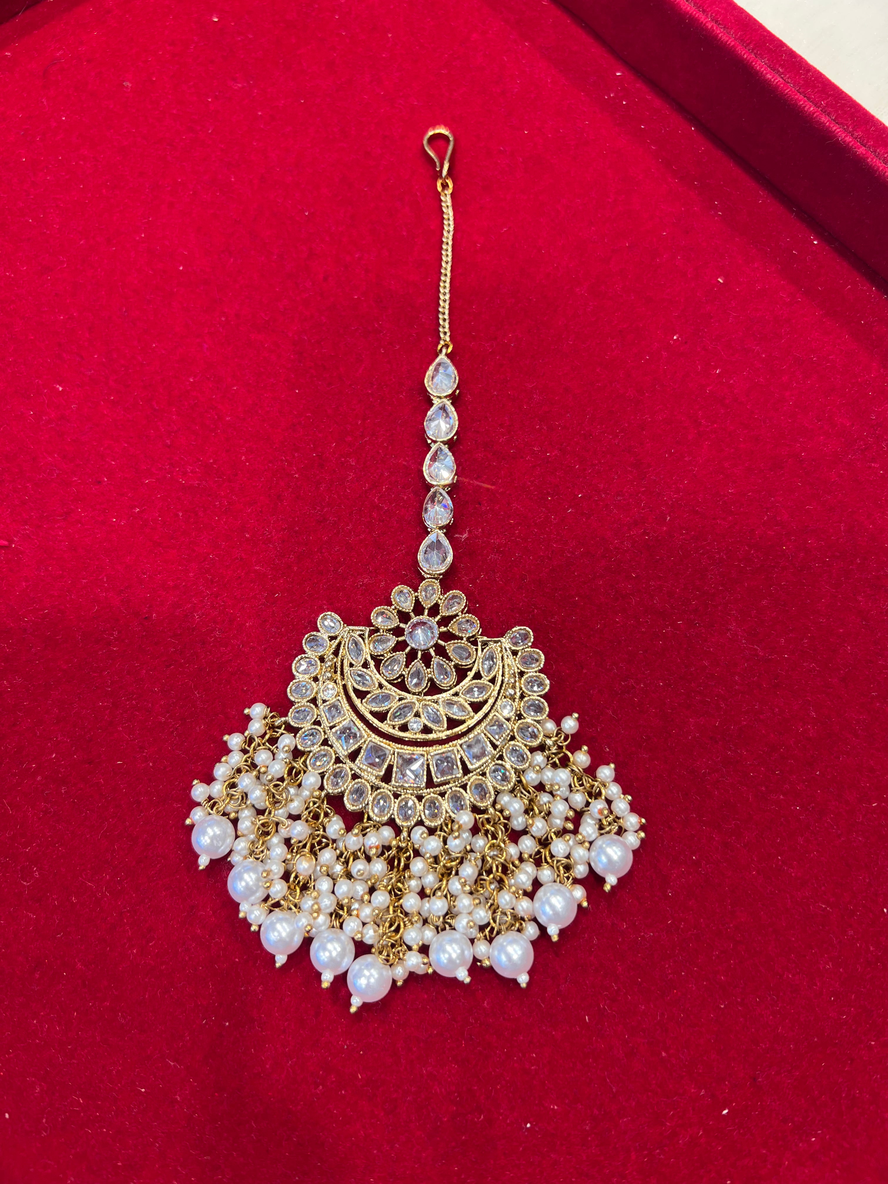 White Gold/Pearl Tikka – Kundan Jewellery