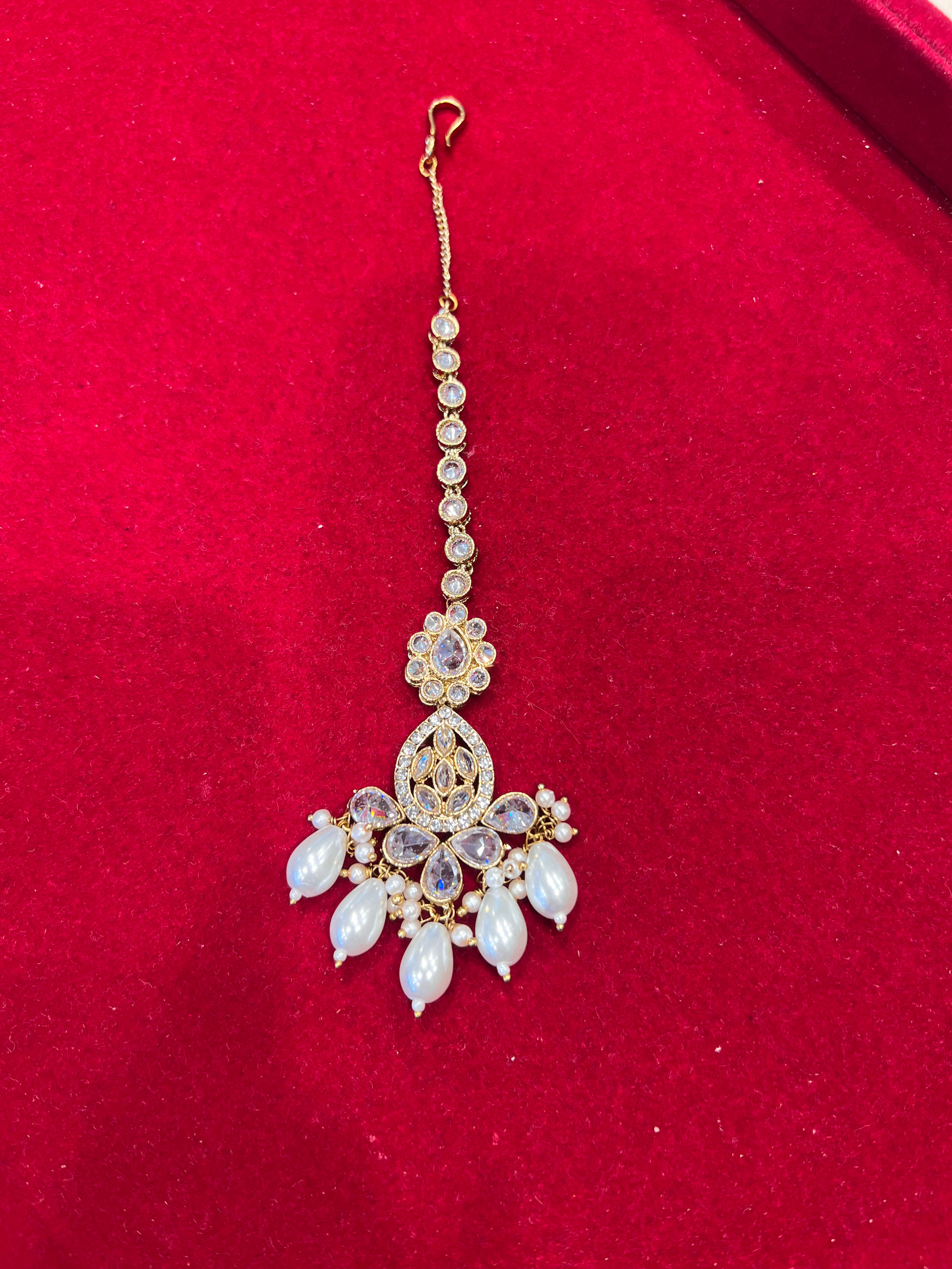 White Gold/Pearl Tikka – Kundan Jewellery